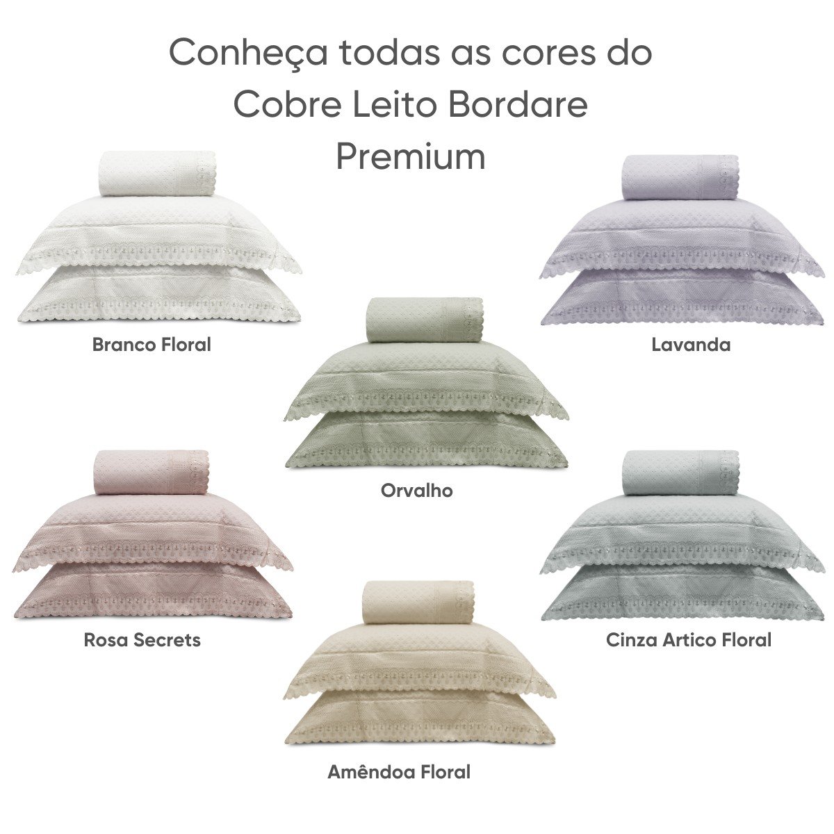 Kit Colcha Bordare Premium Super King Appel Home - Branco Floral